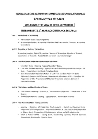 Ts inter 2nd year syllabus | PDF