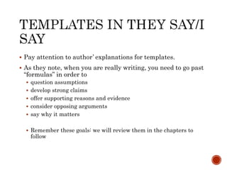 Introduction to They Say/I Say: Review | PPTX