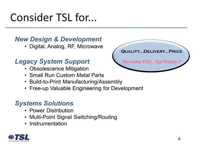 Tsl Capabilities Short Form Rev | PPT