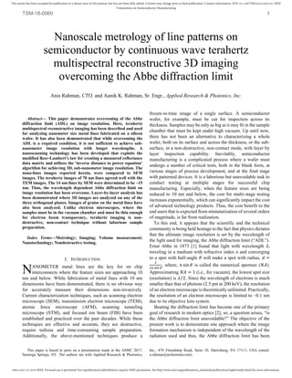 Nanoscale metrology of line patterns on semiconductor by continuous wave terahertz multispectral ...