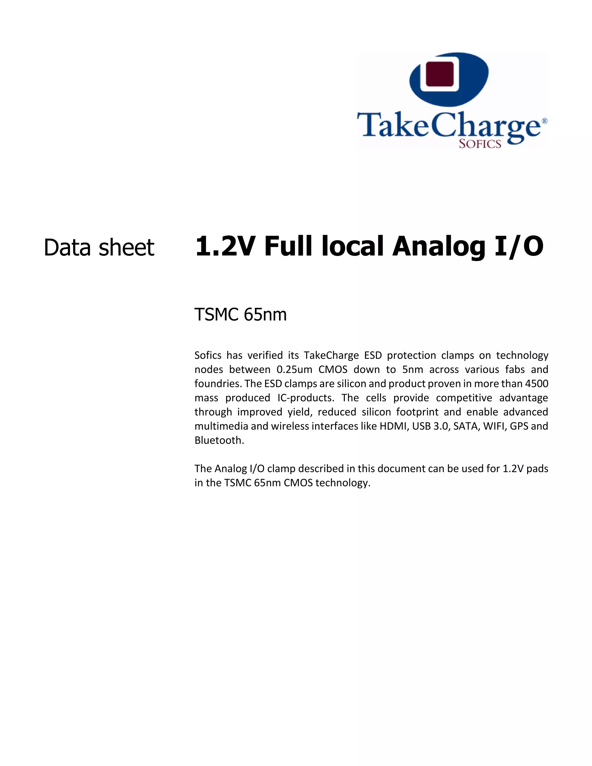1 2v Analog I O With Full Local Esd Protection For Tsmc 65nm Technology
