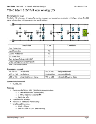 1.2V Analog I/O with full local ESD protection for TSMC 65nm technology ...