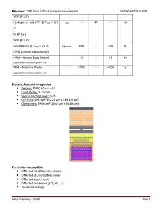 Tsmc65 1v2 full local protection analog io + cdm | PDF