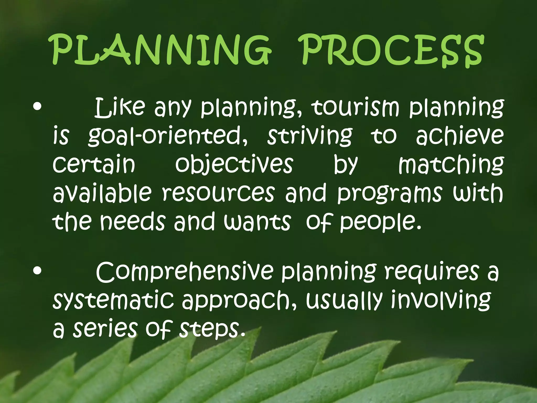 TOURISM PLANNING AND DEVELOPMENT | PPT