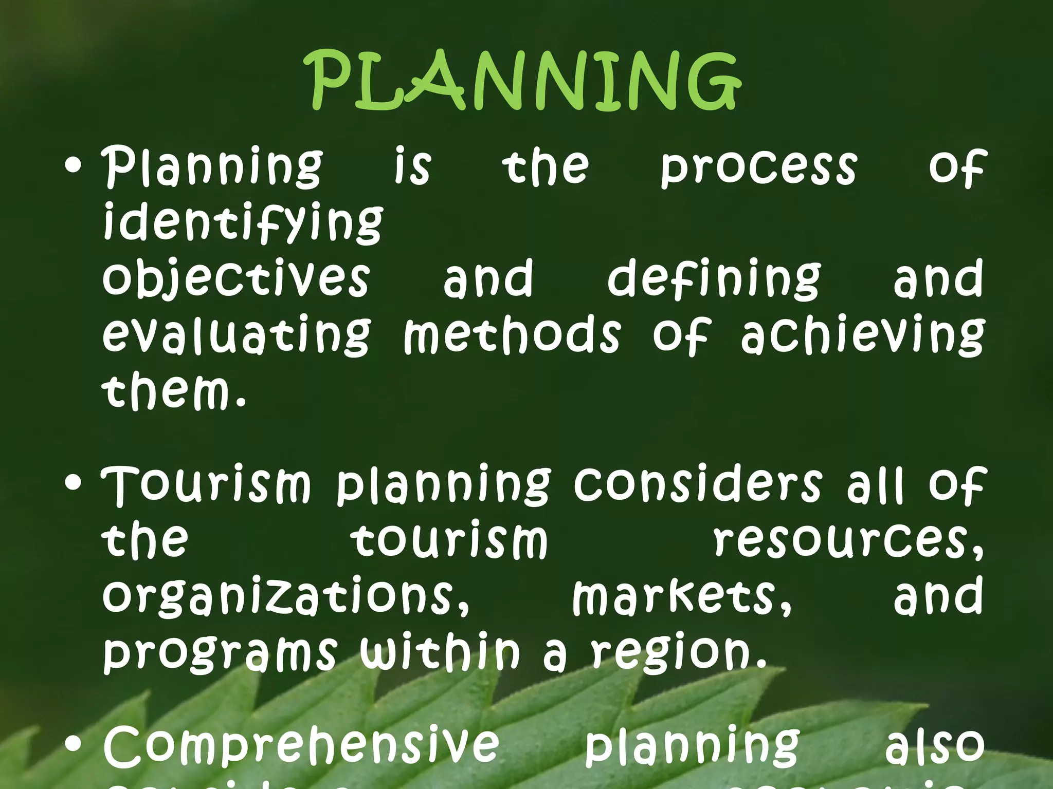 TOURISM PLANNING AND DEVELOPMENT | PPT