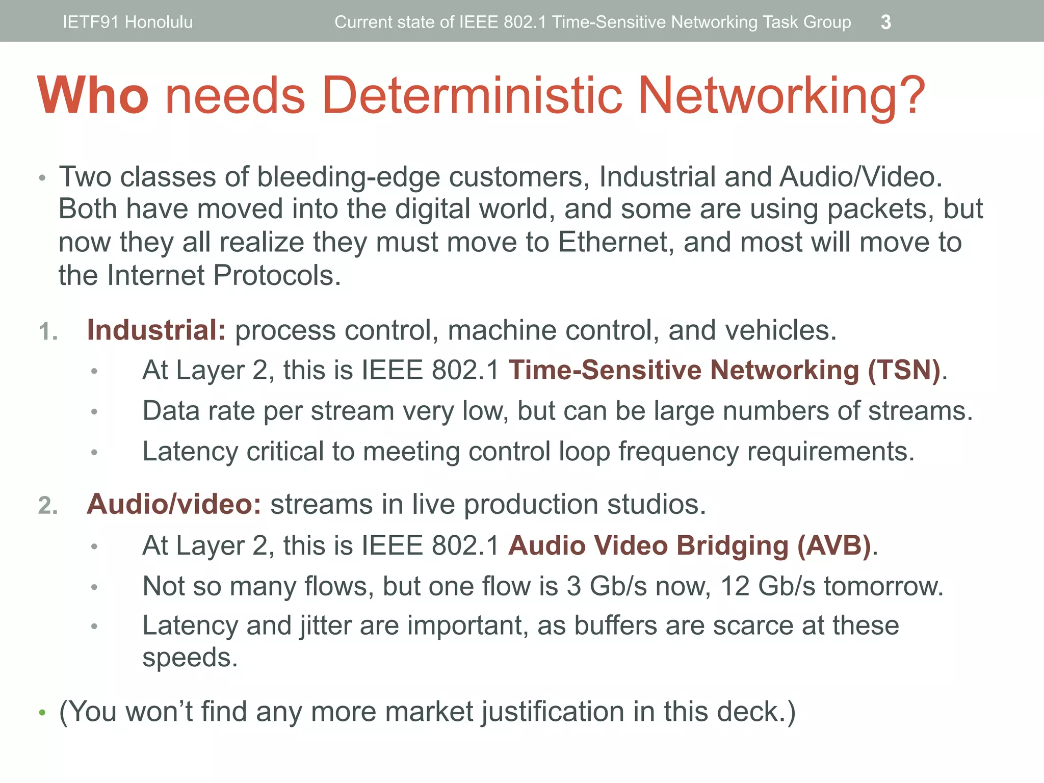 Current state of IEEE 802.1 Time-Sensitive Networking Task Group Norman Finn, Cisco Systems | PPT