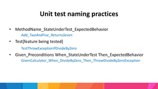 Unit test using NUnit in Visual Studio | PPT