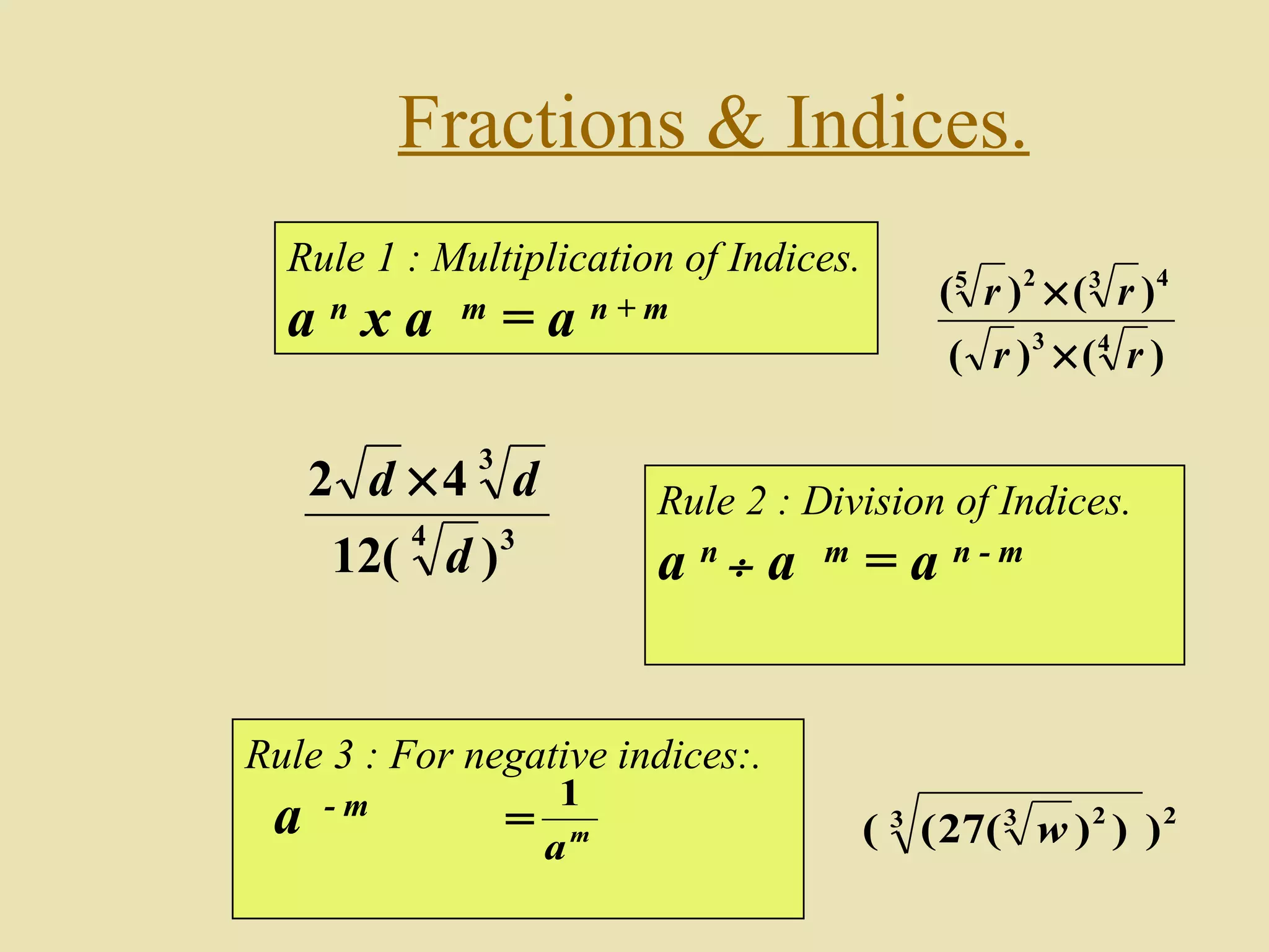 Tso math fractionsindices | PPT