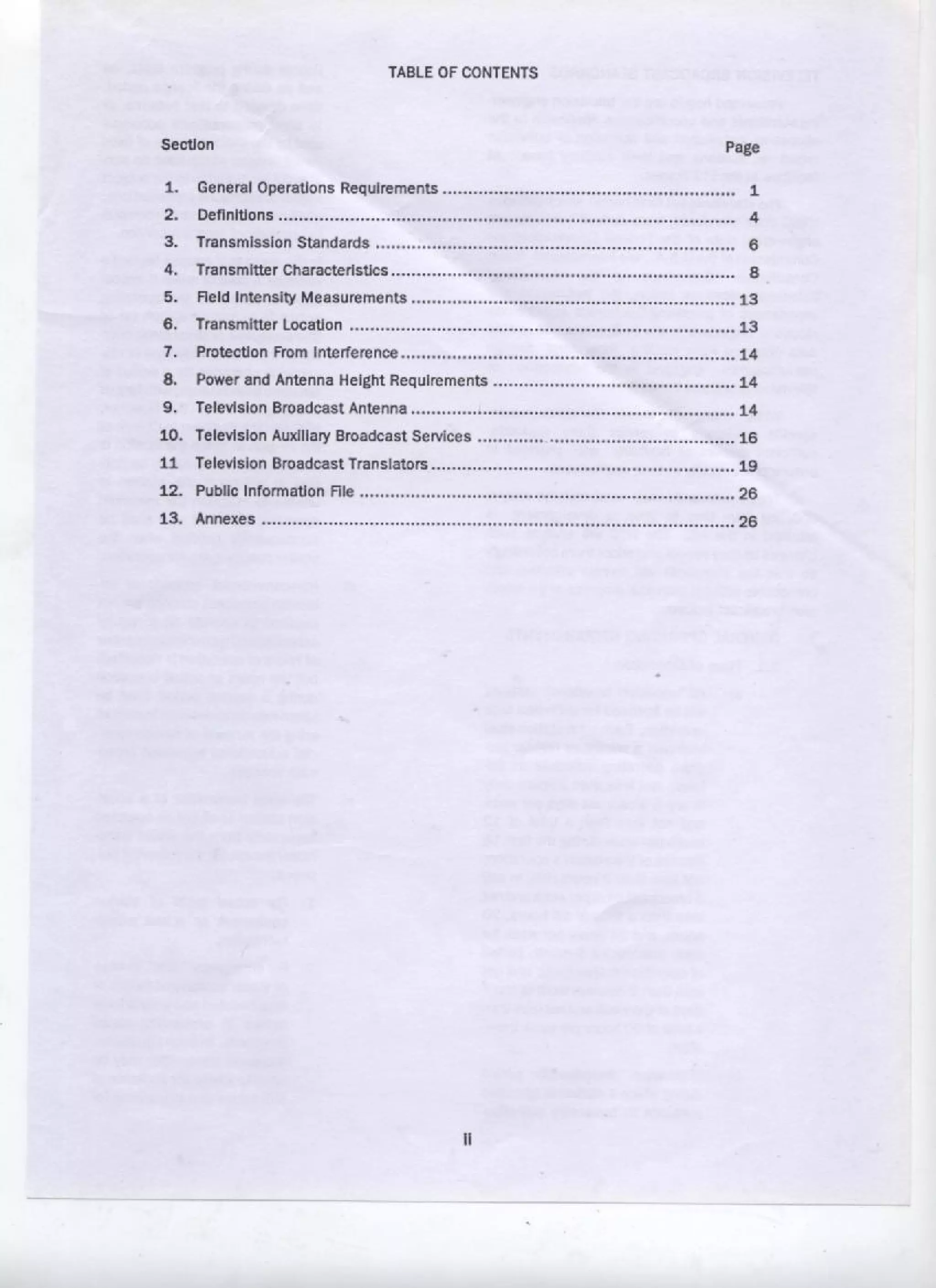 Technical Standards and Operating Requirements for Television | PDF