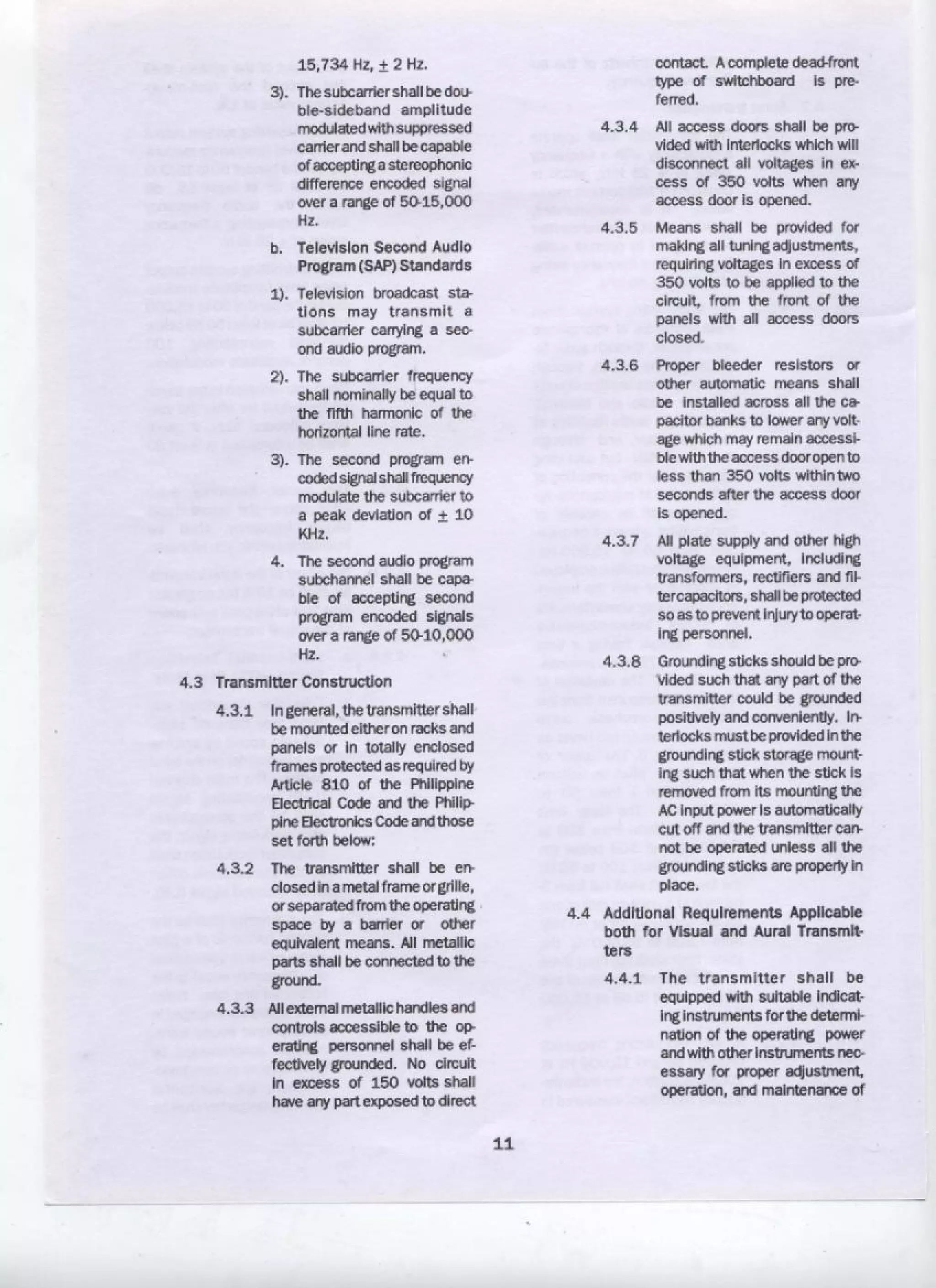 Technical Standards and Operating Requirements for Television | PDF