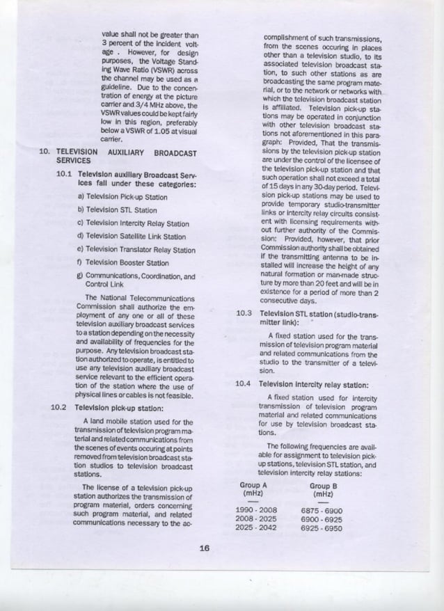 Technical Standards and Operating Requirements for Television | PDF