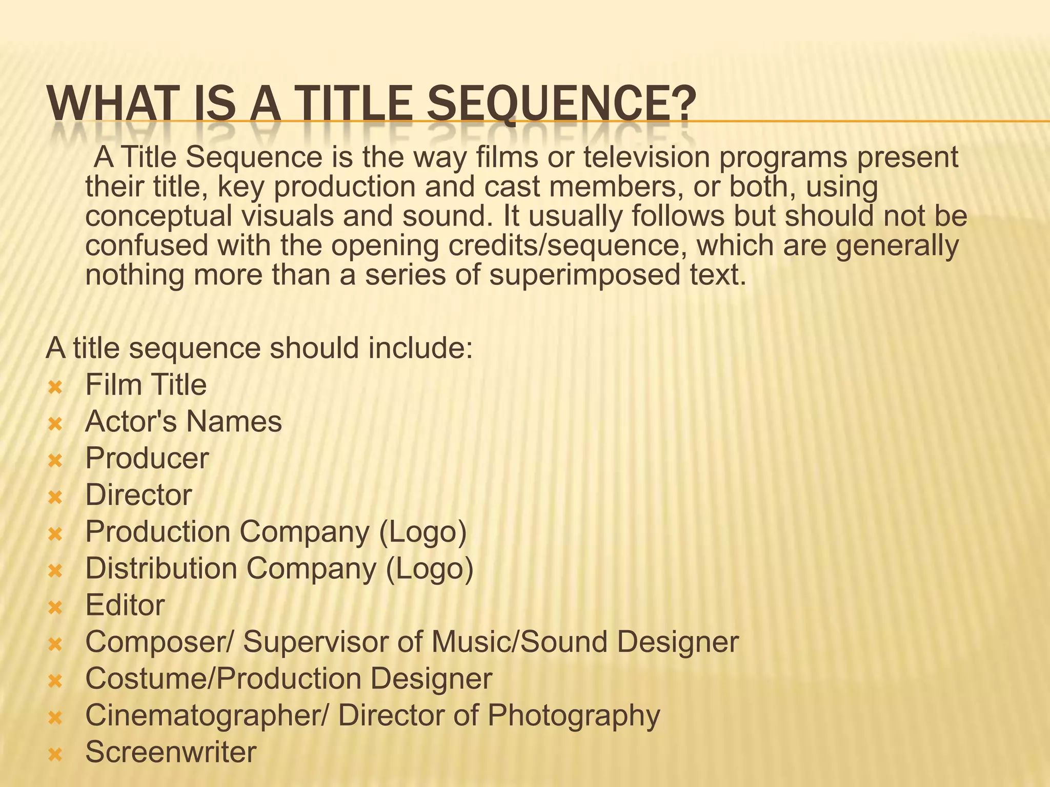 Title & Opening Sequence | PPTX | Video Production | Content Production