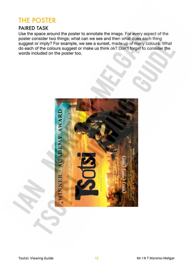 Tsotsi Scheme of Work / Viewing Guide / e-book / Revision Booklet | PDF