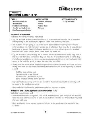 T sound lesson plan | PDF