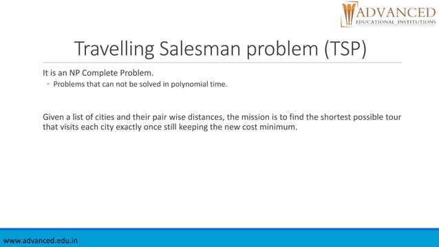Travelling Salesman Problem | PPTX