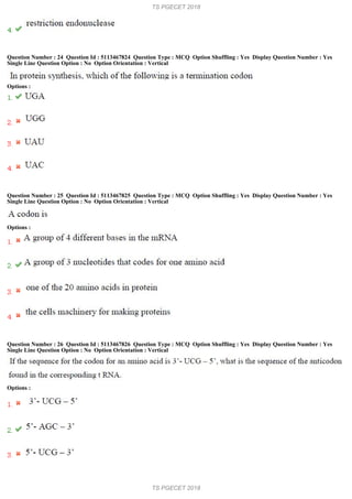 TS Pgecet Bio Technology 2018 Question Paper | PDF