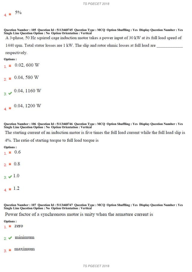TS Pgecet Electrical 2018 Question Paper | PDF | Educational Assessment | Education