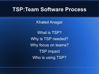 Tsp Overview | PPT