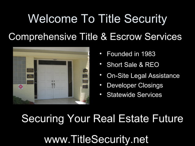 Title Security Overview | PPT | Home Financing | Personal Debt