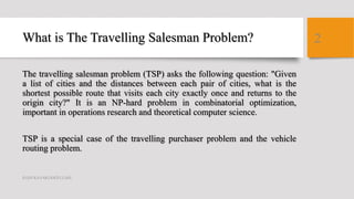 Travelling Salesman Problem using Partical Swarm Optimization | PPTX