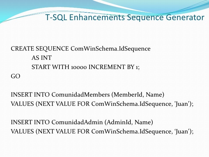 TSQL in SQL Server 2012