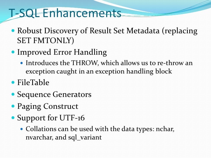 Tsql In Sql Server 2012 