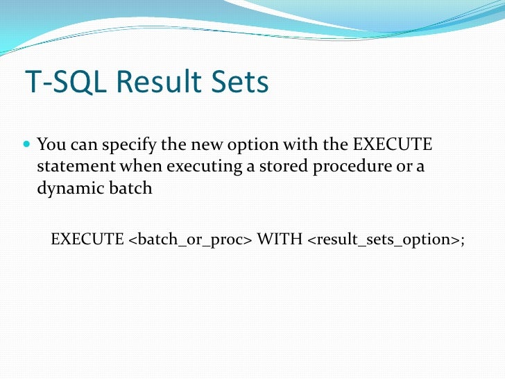 TSQL in SQL Server 2012