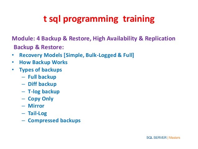 T Sql Programming Training 