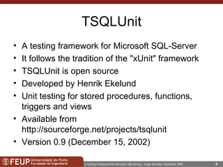 A testing framework for Microsoft SQL-Server | PPT
