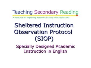 TSR Sheltered Instruction Observation Protocol | PPT