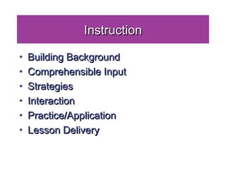 TSR Sheltered Instruction Observation Protocol | PPT