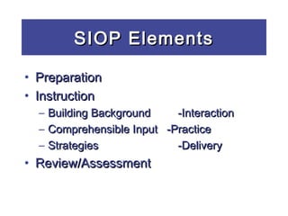 TSR Sheltered Instruction Observation Protocol | PPT