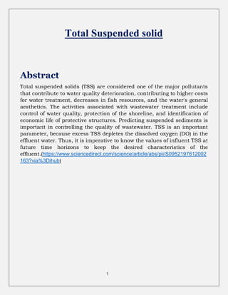 total suspended solids, very important topic from wastewatr treatment | DOCX | Indoor ...