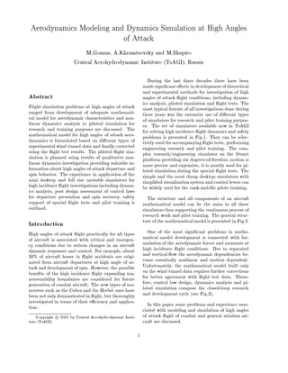 Goman, Khramtsovsky, Shapiro (2001) – Aerodynamics Modeling and Dynamics Simulation at High ...