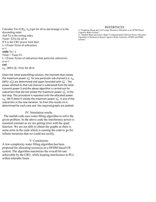 Resource Allocation in an OFDM-Based Cognitive Radio System | PDF