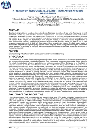 A REVIEW ON RESOURCE ALLOCATION MECHANISM IN CLOUD ENVIORNMENT | PDF