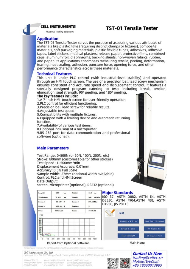 Top 5 Applications of the TST-01 Tensile Tester in Material Testing | PDF