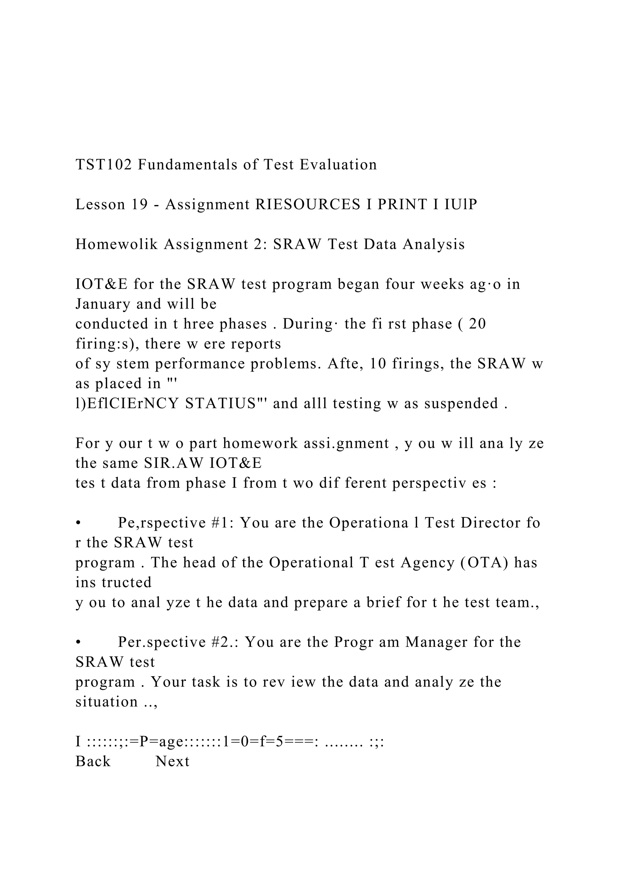 TST102 Fundamentals of Test Evaluation Lesson 19 - Assignm.docx