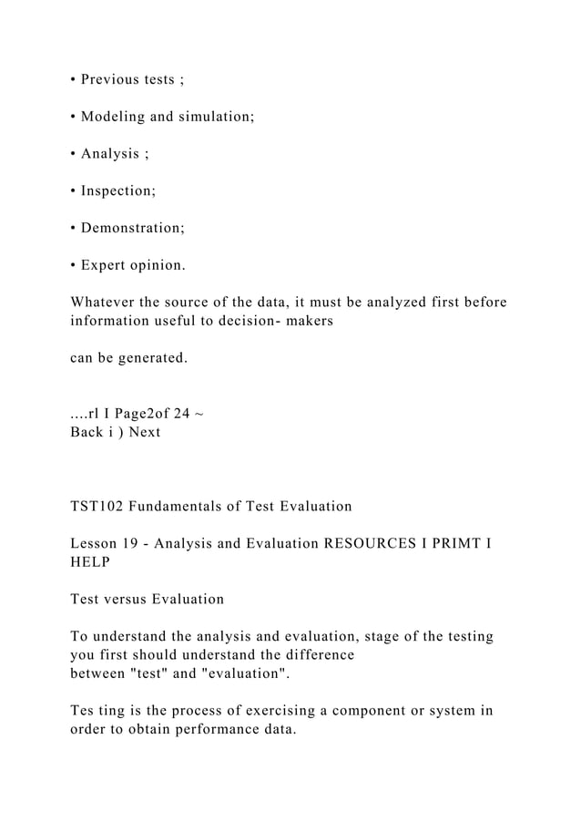 TST102 Fundamentals of Test Evaluation Lesson 19 - Assignm.docx