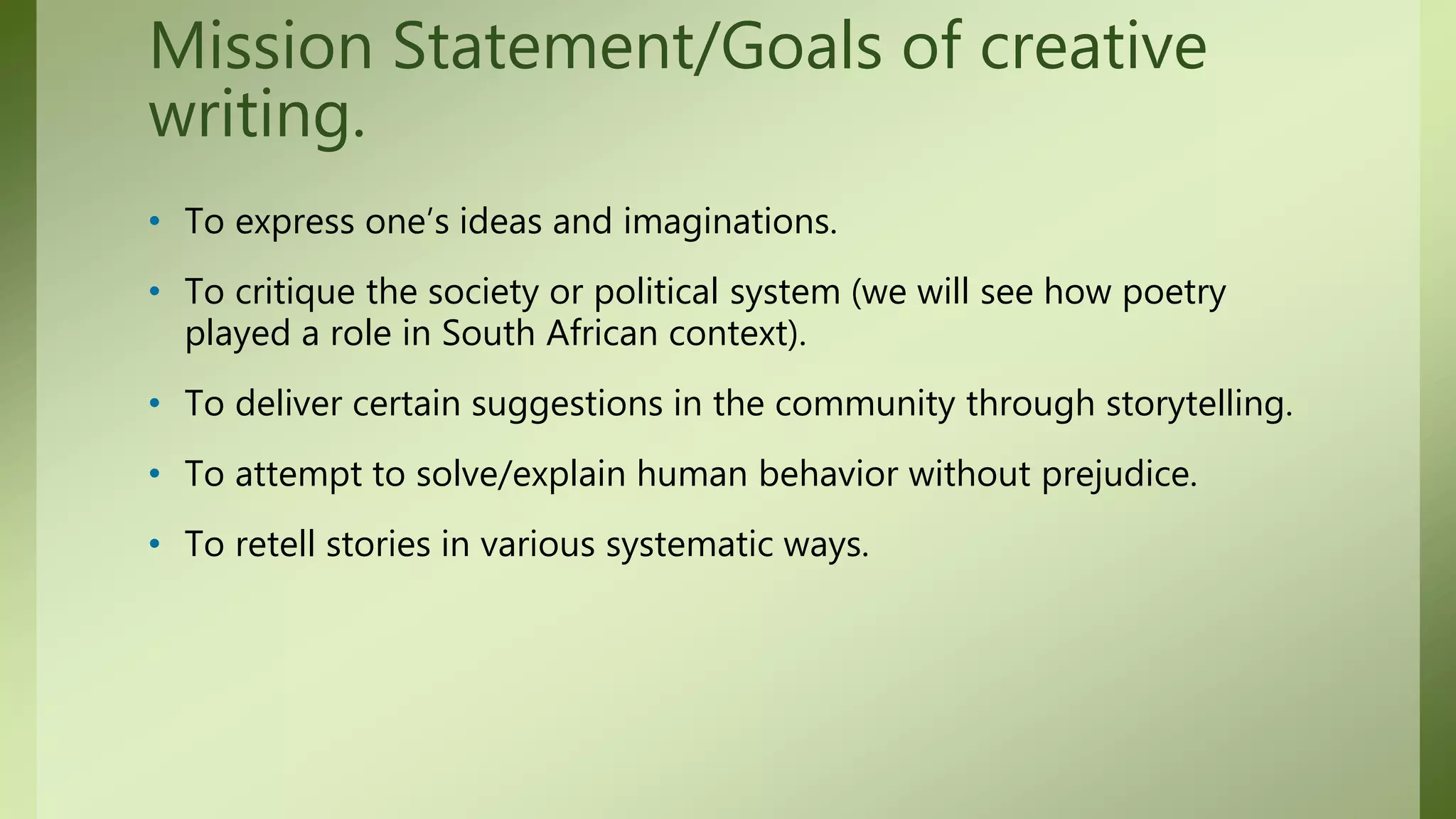 Basic introduction to creative writing. | PPT