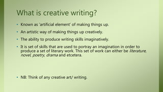 Basic introduction to creative writing. | PPT