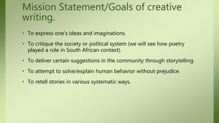 Basic introduction to creative writing. | PPT