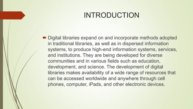 DIGITAL LIBRARIES POWERPOINT PRESENTATION.pptx | Databases | Computer ...