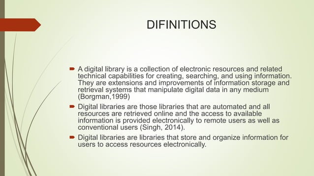 DIGITAL LIBRARIES POWERPOINT PRESENTATION.pptx | Databases | Computer ...