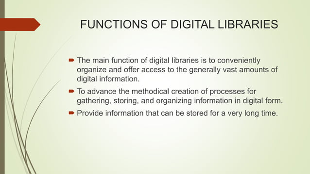 DIGITAL LIBRARIES POWERPOINT PRESENTATION.pptx | Databases | Computer ...