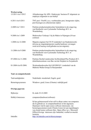 T Stamper Curriculum Vitae 03082012 | PDF | Computing | Technology ...