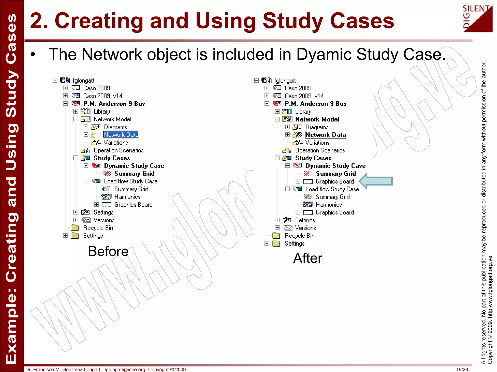 Creating and Using Study Cases in DIgSILENT PowerFactory. Case P.M. Anderson 9 bus | PDF
