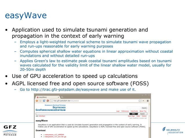 Implementation and integration of GPU-accelerated easyWave for instant tsunami propagation ...