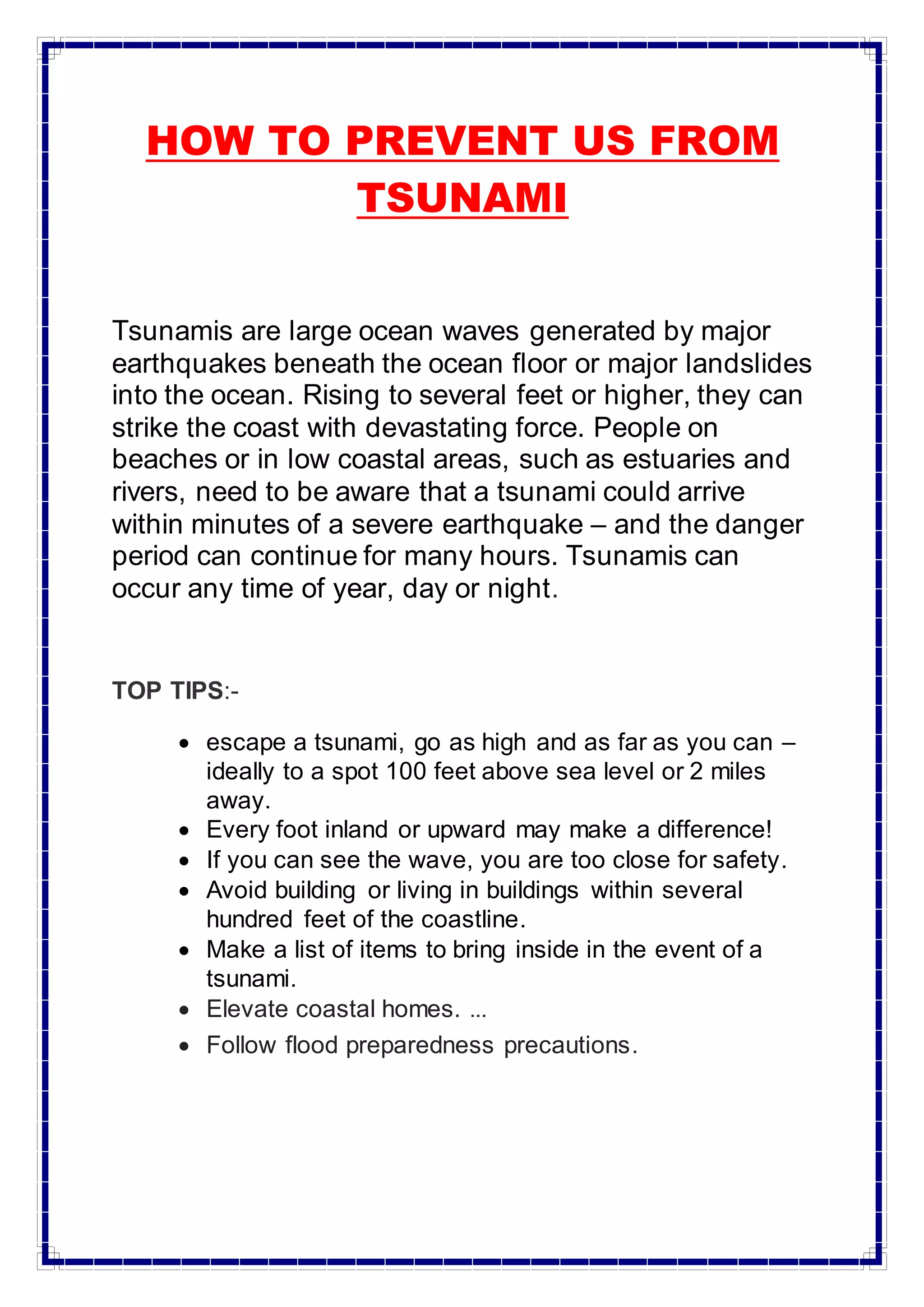 project on Tsunami | DOCX