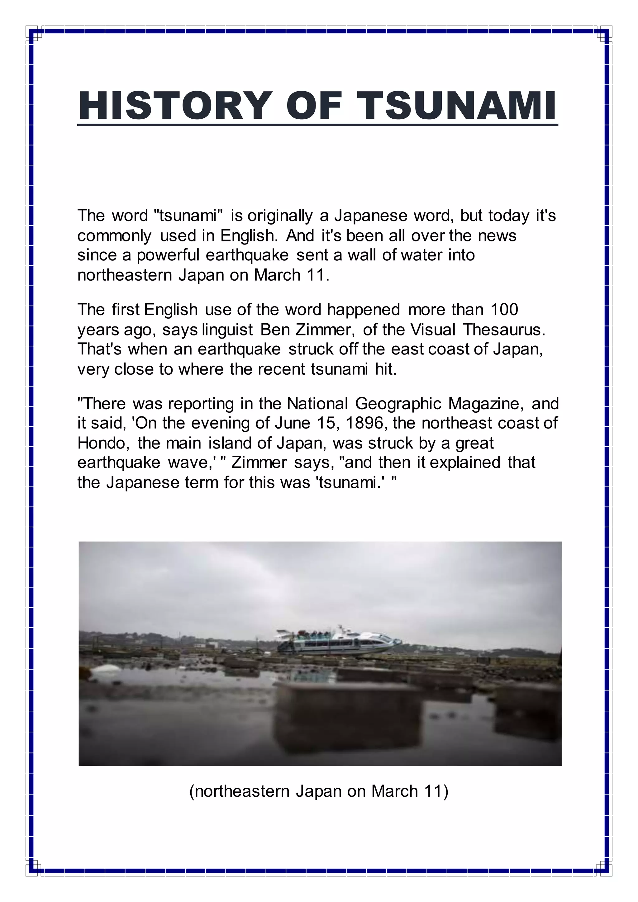 project on Tsunami | DOCX